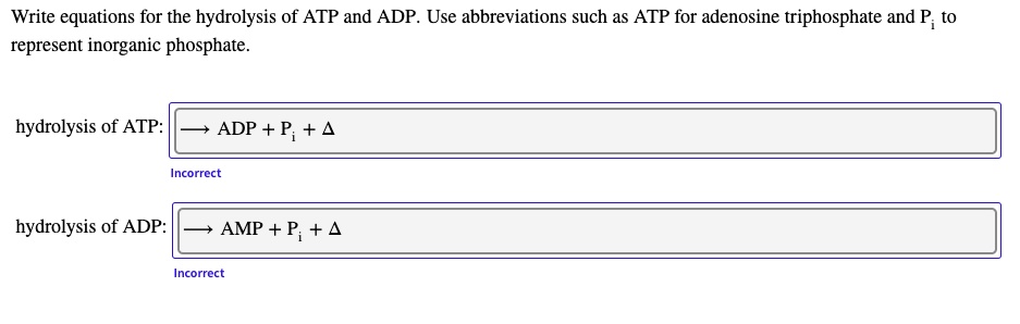 Hydrolysis Of Atp Equation