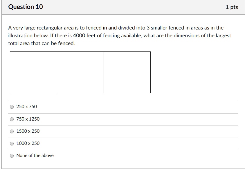 A very large rectangular area is to be fenced in and divided into 3 ...