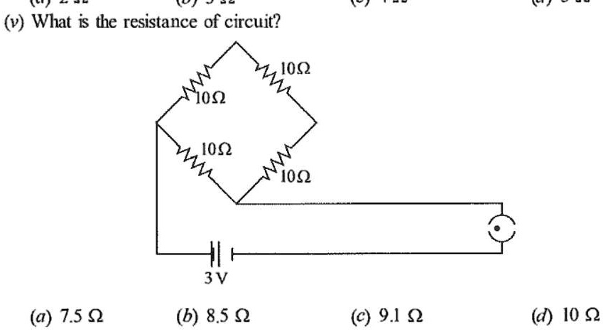 SOLVED: 'What is the resistance of the circuit? 4 resistors of 10 ohm and a battery of 3 V is ...