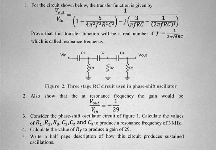SOLVED: For the circuit shown below, the transfer function is given by ...