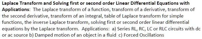 Laplace Transform and Solving first or second order Linear Differential ...
