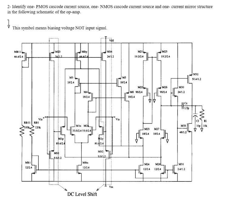 SOLVED: 2-Identify one-PMOS cascode current source,one-NMOS cascode ...