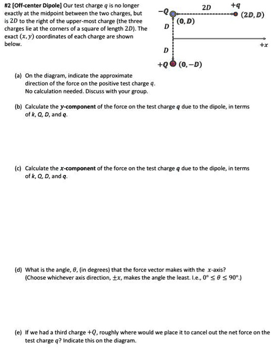 #2 [Off-center Dipole] Our test charge q is no longer exactly at the ...