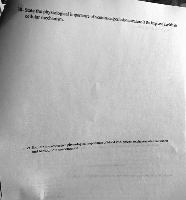 38-State the physiological importance of ventilation/perfusion matching ...