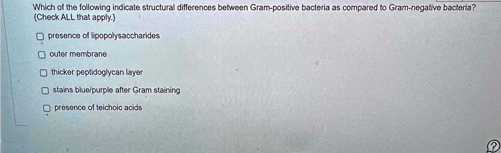 Which of the following indicate structural differences between Gram ...