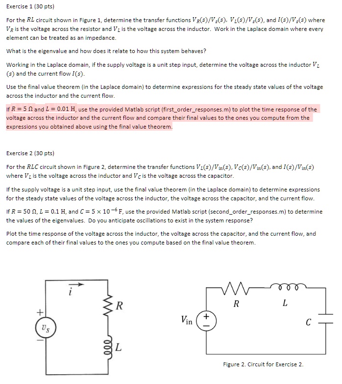 i need exercise 1 just theory part exercise 1 30 pts for the rl circuit shown in figure ...