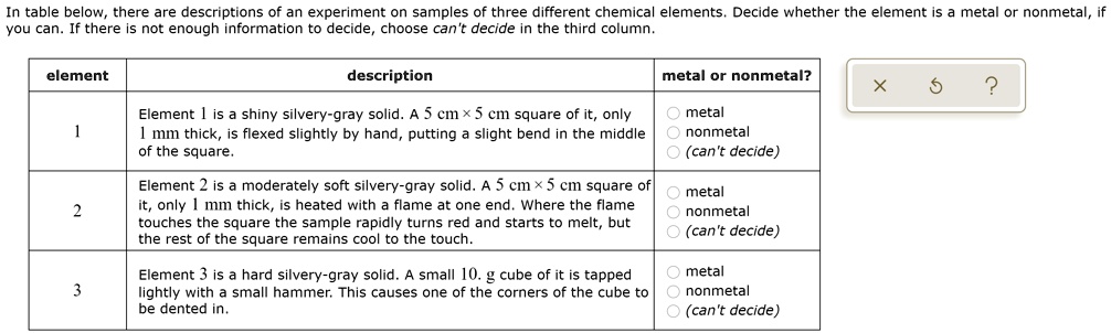 in table below there are descriptions of an experiment on samples of ...