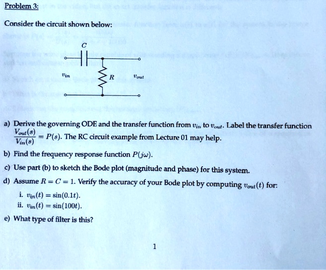 SOLVED: Problem 3: Consider the circuit shown below: a) Derive the governing ODE and the ...