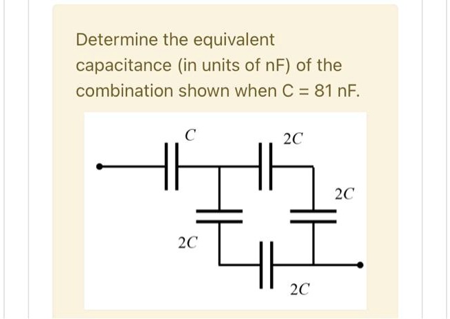 SOLVED: Determine the equivalent capacitance (in units of nF) of the combination shown when C ...