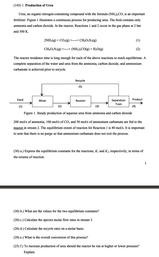 1451. Production of Urea Urea, an organic nitrogen-containing compound with the formula (NH2)CO ...