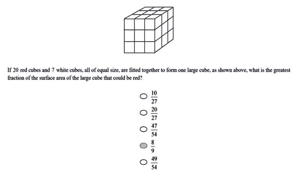 [GET ANSWER] If 20 red cubes and 7 white cubes, all of equal size, are ...