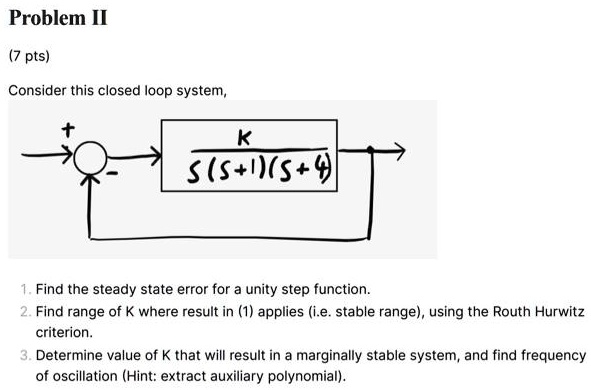 SOLVED: Consider this closed-loop system. Find the steady-state error for a unity step function ...
