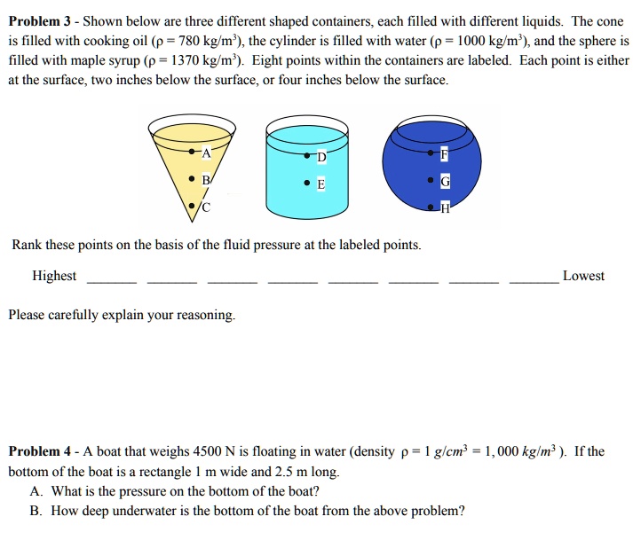 problem 3 shown below are three different shaped containers each filled ...