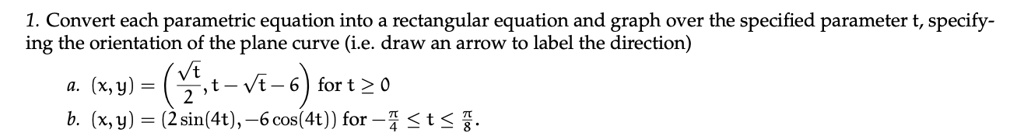 SOLVED:1. Convert each parametric equation into a rectangular equation ...