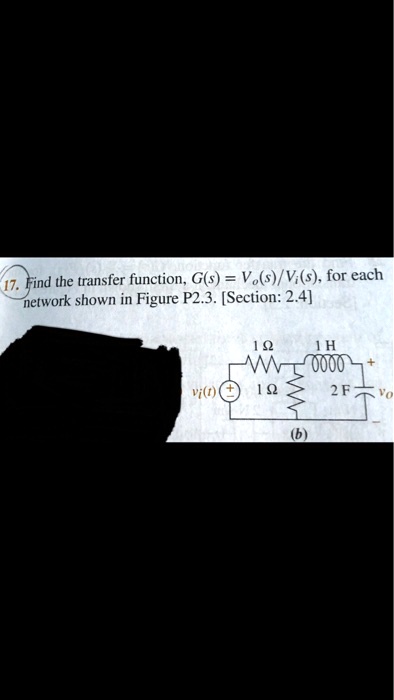17. Find the transfer function, G(s) = Vo(s)/Vi(s), for each network ...
