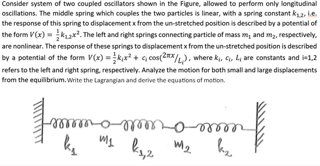 SOLVED: Consider svstem of two coupled oscillators shown in the Figure ... SOLVED: Consider svstem of two coupled oscillators shown in the Figure ...