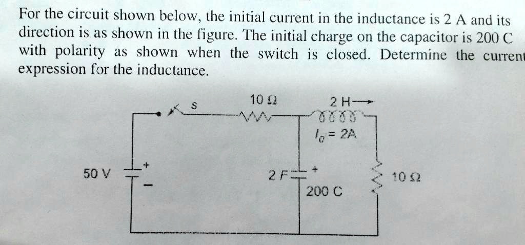 for the circuit shown belowthe initial current in the inductance is 2 a and its direction is as ...