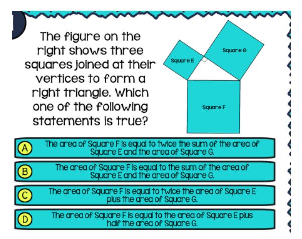 The figure on the right shows three squares joined at their vertices to ...