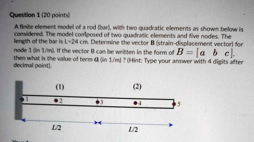 SOLVED: A finite element model of a rod (bar) with two quadratic ...