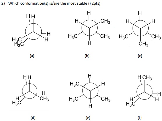 SOLVED: Which conformation(s) is/are the most stable? (Zpts) H3C CH3 ...