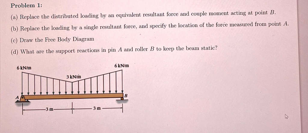 problem 1 a replace the distributed loading by an equivalent resultant force and couple moment ...