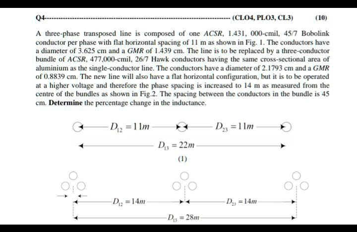 SOLVED: A three-phase transposed line is composed of one ACSR ...