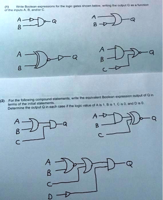 SOLVED: Write boolean expressions for the logic gates shown below ... SOLVED: Write boolean expressions for the logic gates shown below ...