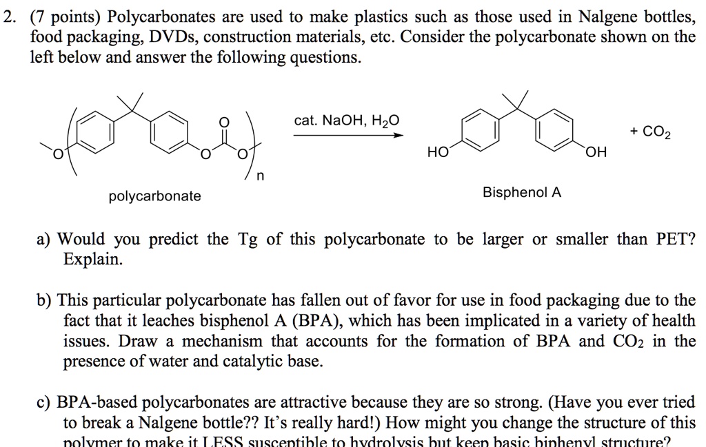 SOLVED:2_ points) Polycarbonates are used to make plastics such as ...