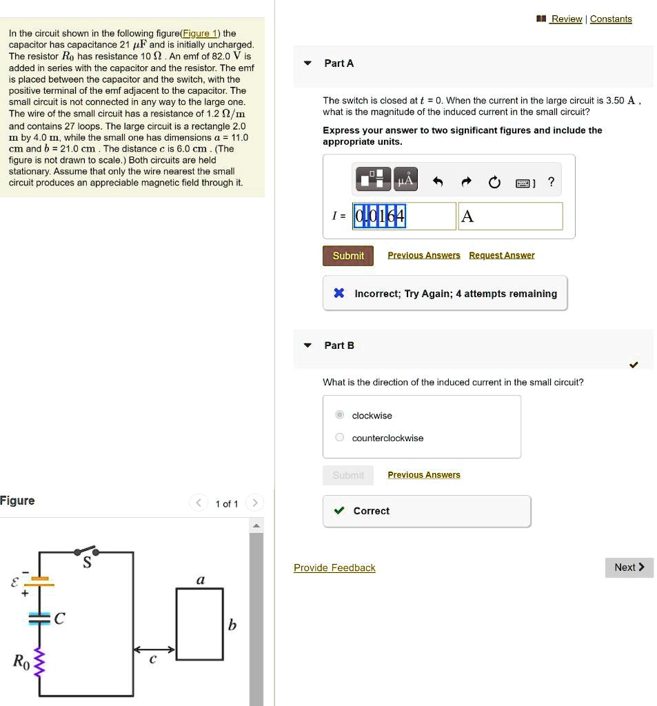 SOLVED: Review Constants In the circuit shown in the following figure(Eigure 1) the capacitor ...