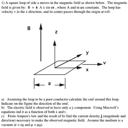 SOLVED: A square loop of side a moves in the magnetic field as shown ...