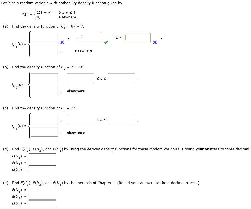 SOLVED: Let Y be a random variable with a probability density function ...