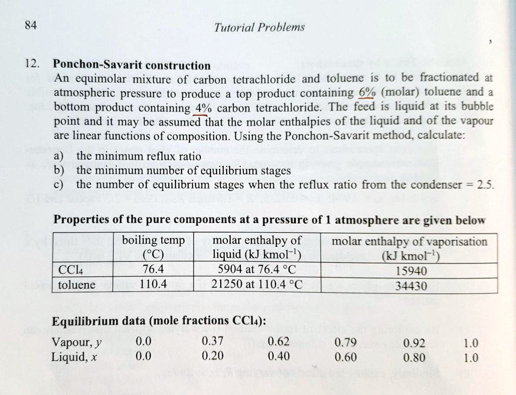 SOLVED: use ponchon-savarit method 84 Tutorial Problems 12. Ponchon ...