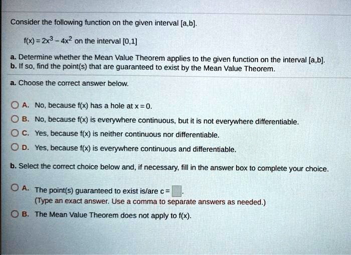 SOLVED:Consider the following function on the given interval [a,b]: f(x) = 2x8 _ 4x? on the ...