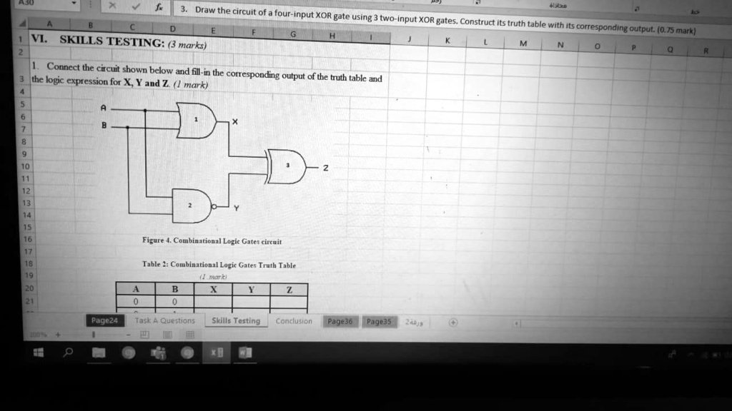 3. Draw the circuit of a four-input XOR gate using 3 two-input XOR ...