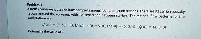 Problem 1 A trolley conveyor is used to transport parts among four ...