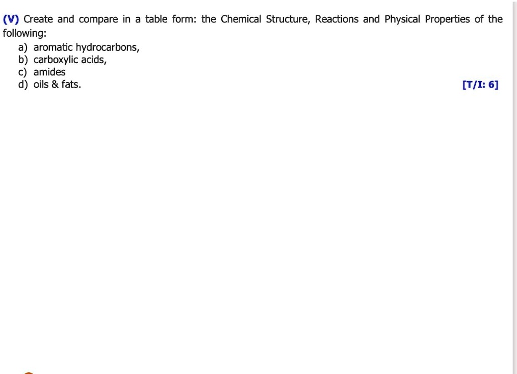 (V) Create and compare in a table form: the Chemical Structure ...