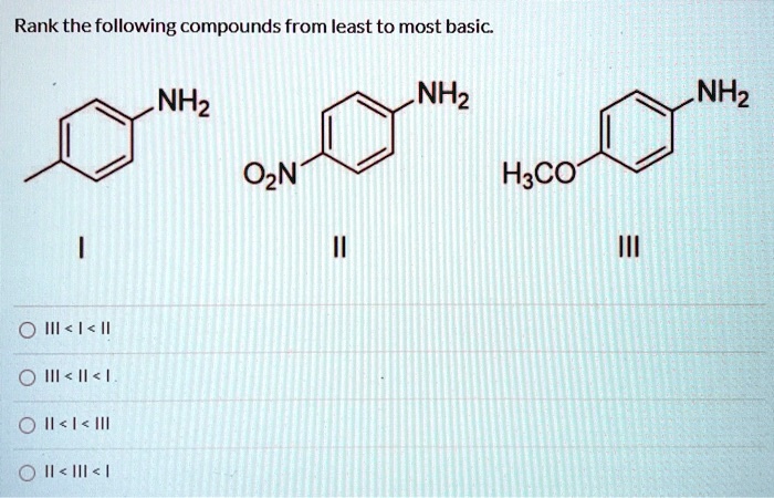 SOLVED: Rank the following compounds from least to most basic NHz NHz ...