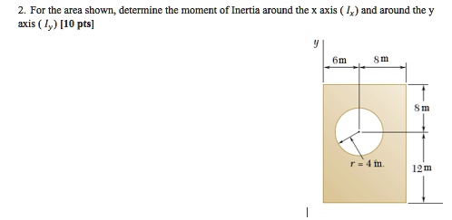 2. For the area shown, determine the moment of Inertia around the x axis (Ix) and around the y ...