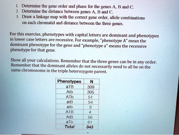 SOLVED: Determine the gene order and phase for the genes A, B and C ...