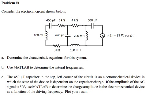 SOLVED: Problem #1 Consider the electrical circuit shown below. a. Determine the characteristic ...