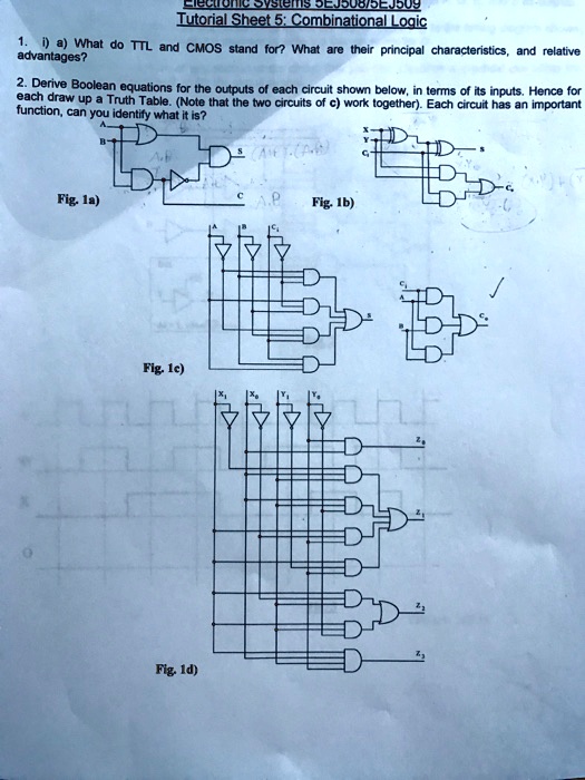 nic SystemS SEJ508/5EJ509 Tutorial Sheet 5: Combinational Logic 1. i) a ...