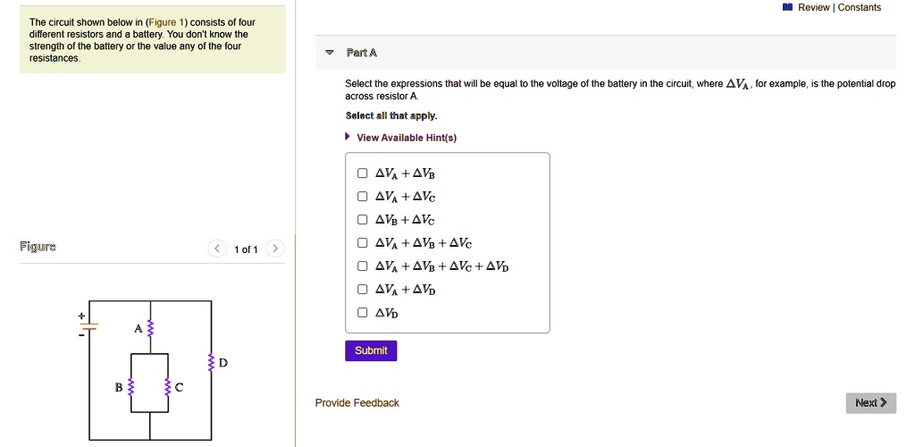 SOLVED: The circuit shown below in Figure 1 consists of four different resistors and a battery ...