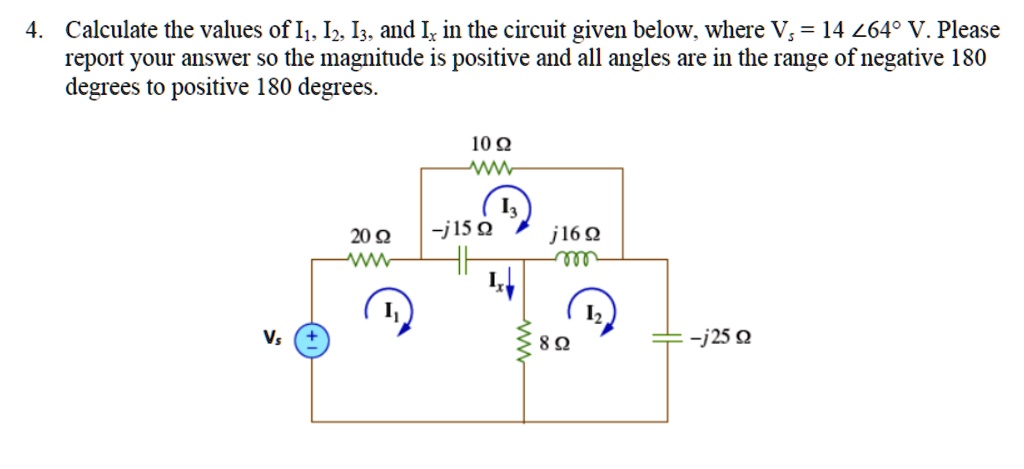 SOLVED: 4. Calculate the values of I1, I2, I3, and Ix in the circuit given below, where V = 14. ...