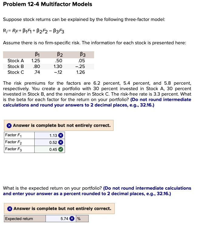 SOLVED: Problem 12-4 Multifactor Models Suppose stock returns can be ...