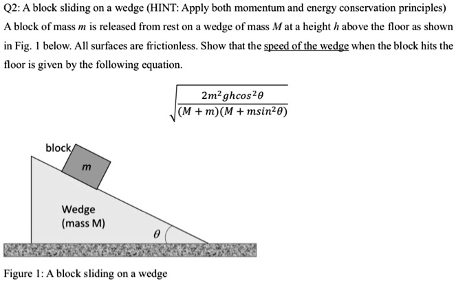 q2 a block sliding on wedge hint apply both momentum and energy ...