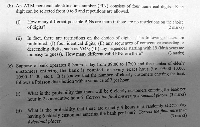 d an atm personal identification number pin consists of four numerical ...