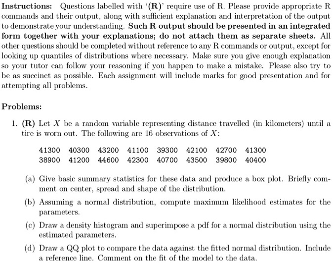 Solved Instructions Questions Labelled With R Require Use Of R Please Provicle
