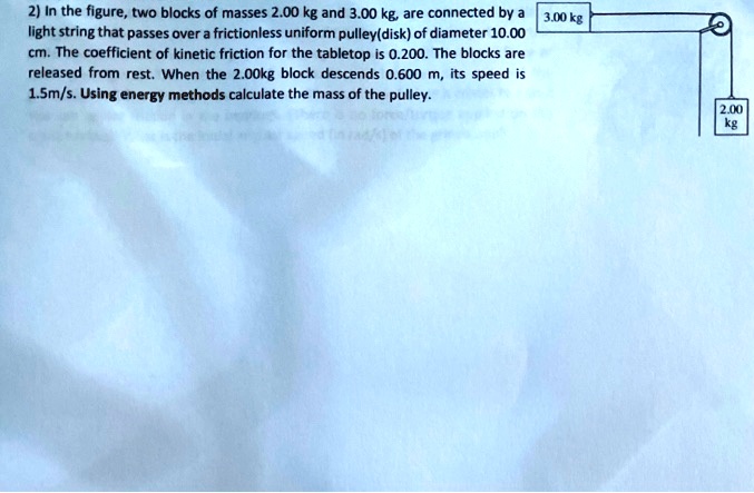 2 in the figure two blocks of masses o0 kg and 300 kg are connected by 3mkg light string that ...