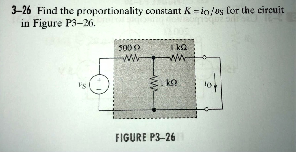 SOLVED: 3-26 Find the proportionality constant K =io/vs for the circuit in Figure P3-26. 4 ...