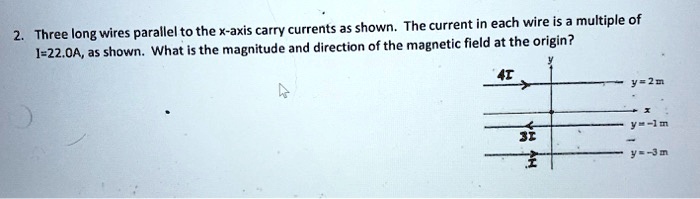 SOLVED: Three long wires parallel to the x-axis carry currents as shown ...